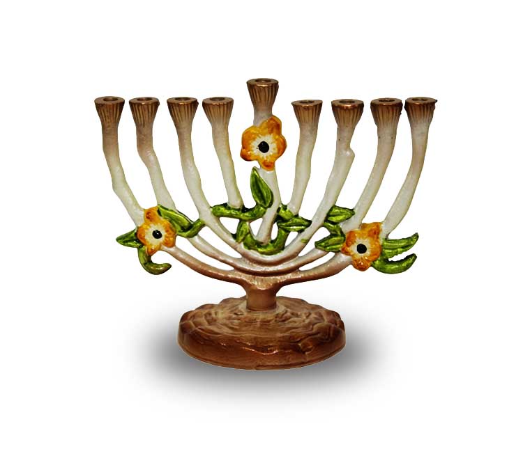 Floral Enamel Menorah