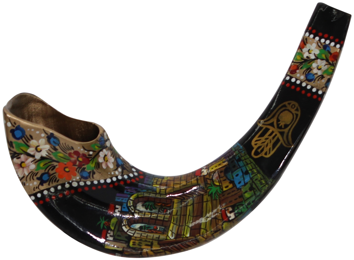 Jerulalem Painted Shofar Gold